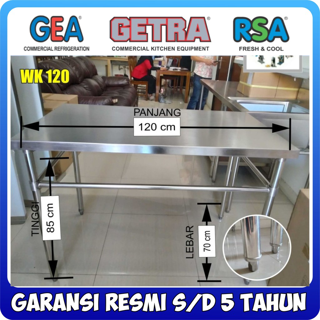 Jual MEJA DAPUR GETRA WK 120 WK-120 WORKING TABLE STAINLESS STEEL ...