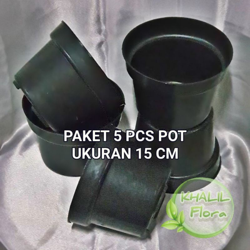 Jual POT BUNGA HIAS - POT HITAM PLASTIK 15CM 5 PCS | Shopee Indonesia