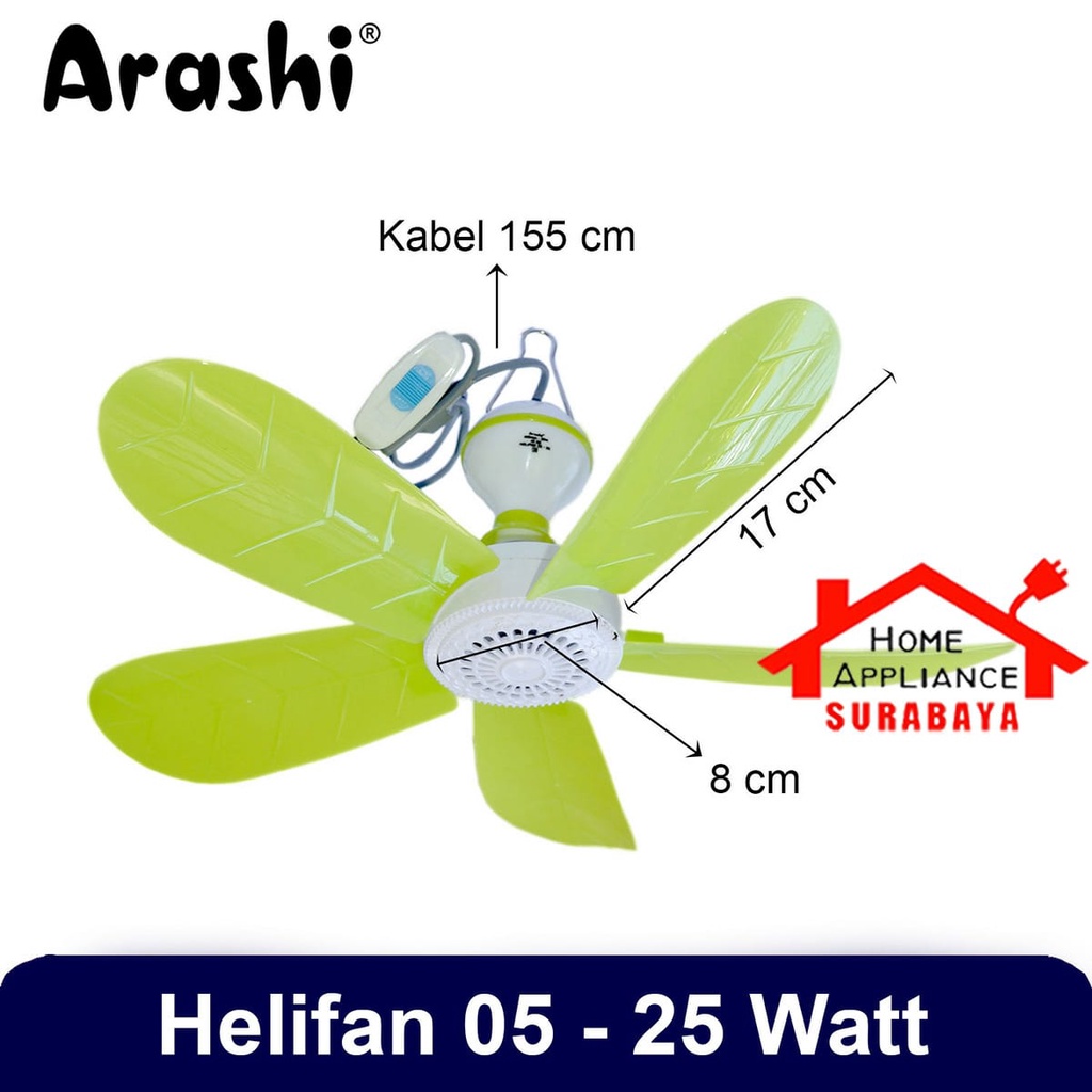 Jual Kipas Angin Gantung 5 Baling Helifan Arashi 25W 25 Watt AR 228 ...