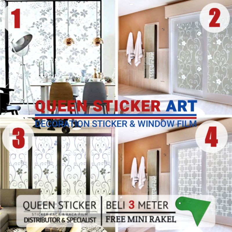 Jual STICKER KACA MOTIF BUNGA BATIK DAUN PUTIH L 90CM | Shopee Indonesia