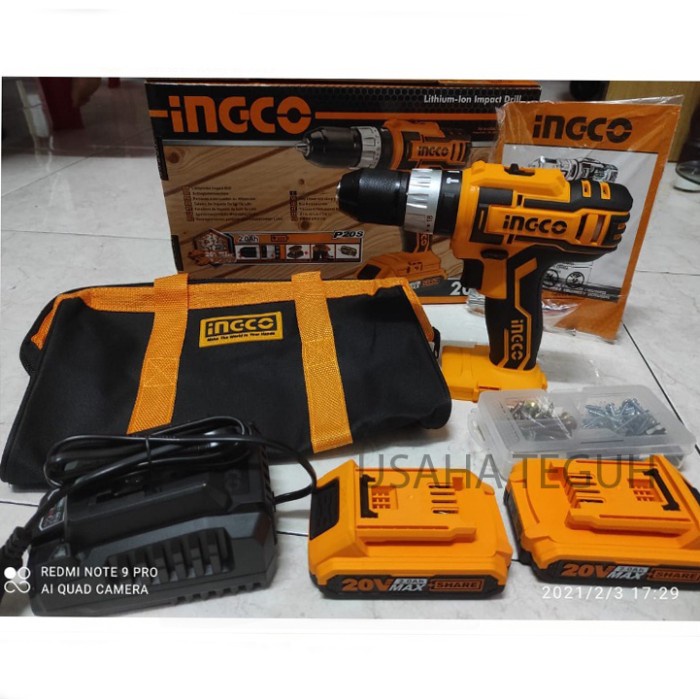 Jual CIDLI2002 CORDLESS IMPACT DRILL BOR BATERAI BETON 10mm 20V SET ...