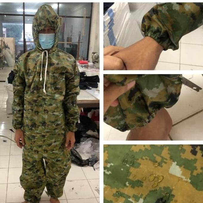 Jual Baju APD Hazmat Suit Bahan Parasut Tebal Waterproof Motif Army ...