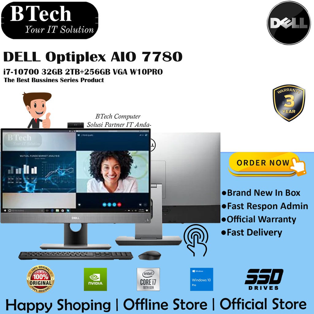 Jual DELL Optiplex AIO 7780 TouchScreen i7-10700 32GB 2TB+256GB VGA ...