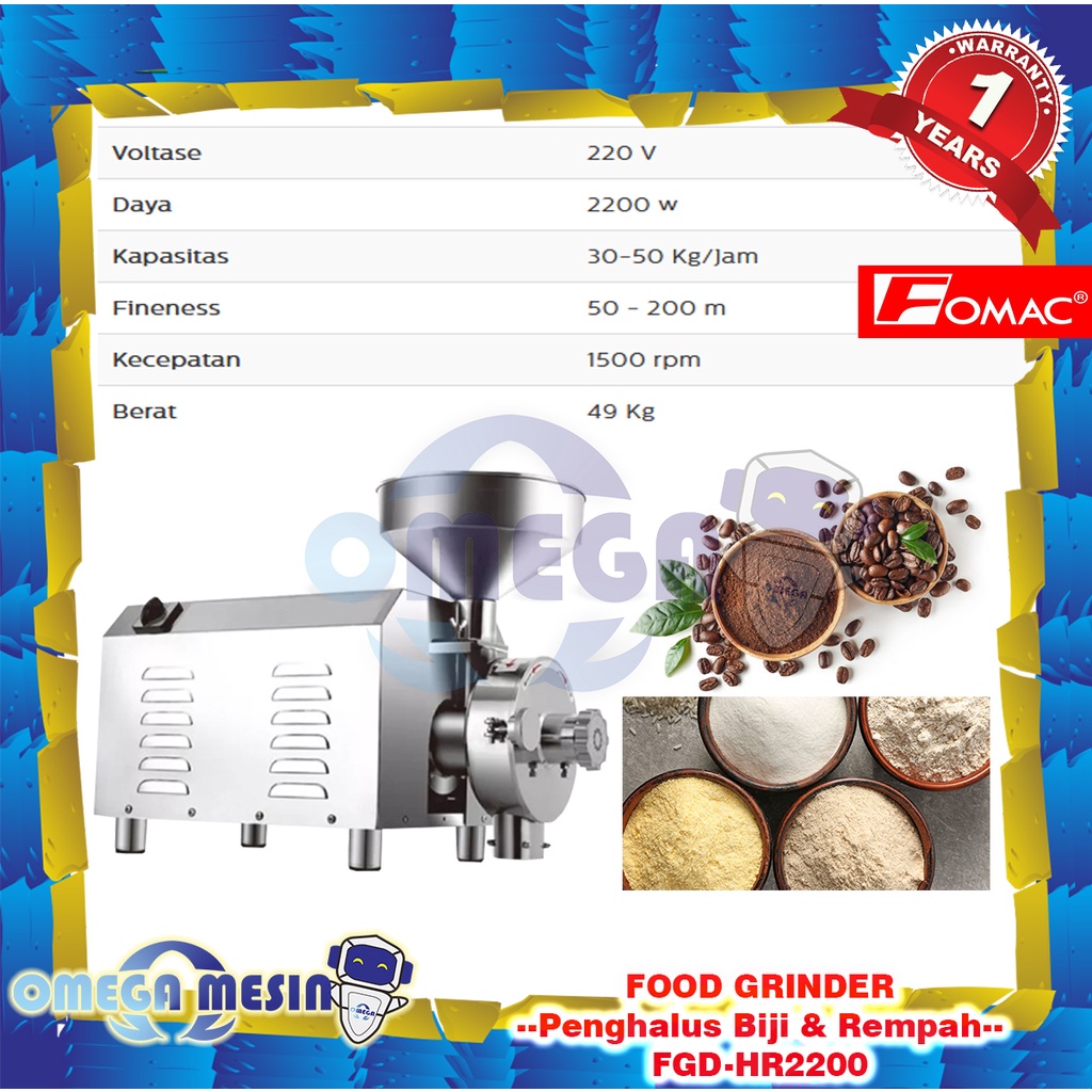Jual Mesin Penghalus Dari Biji-Bijian / Food Grinder FGD-HR2200 FOMAC ...