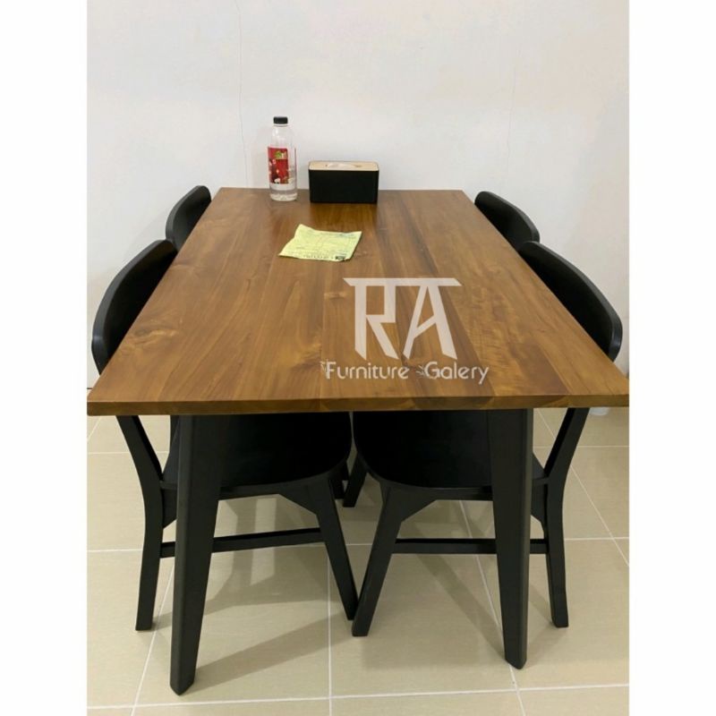 Jual MEJA MAKAN KURSI ROPAN SET MINIMALIS KAYU JATI | Shopee Indonesia