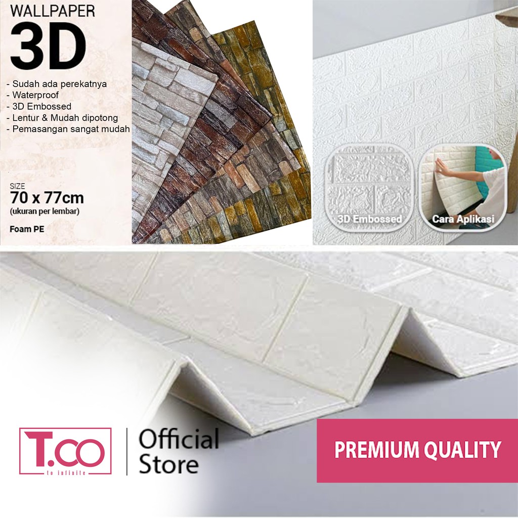 Jual Wallpaper Dinding 3D Motif Bata Stiker Dinding Wallpaper 3D Foam ...