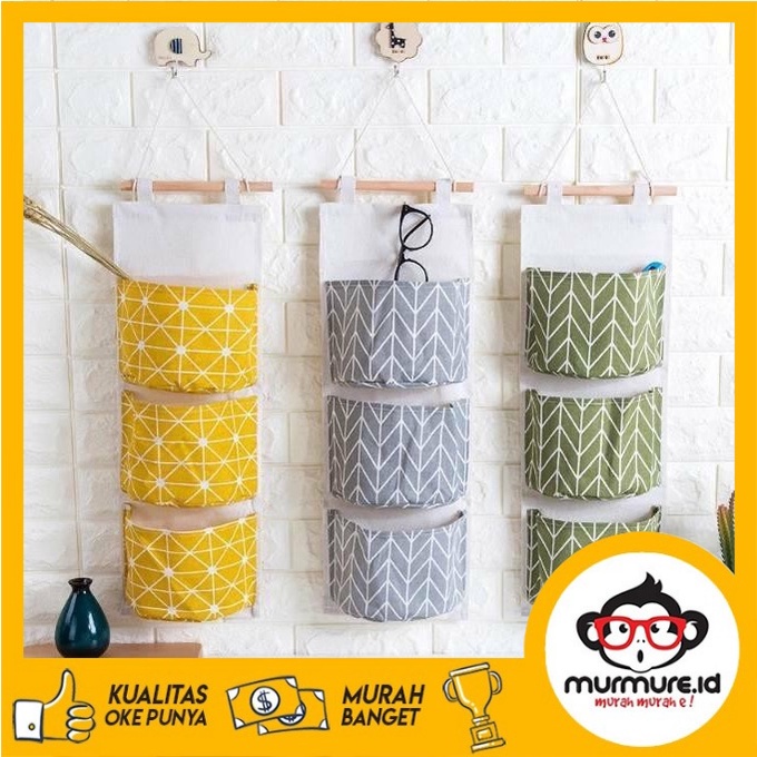 Jual MURMURE.ID | STORAGE BAG GANTUNG KAIN KANVAS 3 SEKAT / ORGANIZER ...
