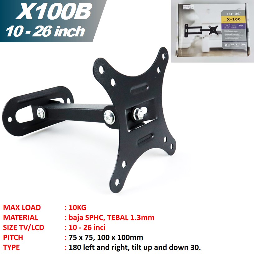 Jual MBOISGET - UNIVERSAL LCD TV BRACKET SWIVEL PUTAR ADJUSTABLE Braket ...