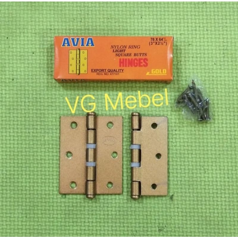 Jual Engsel Pintu Jendela 3" Besi Nylon Merk AVIA - Engsel Nilon Kuning ...