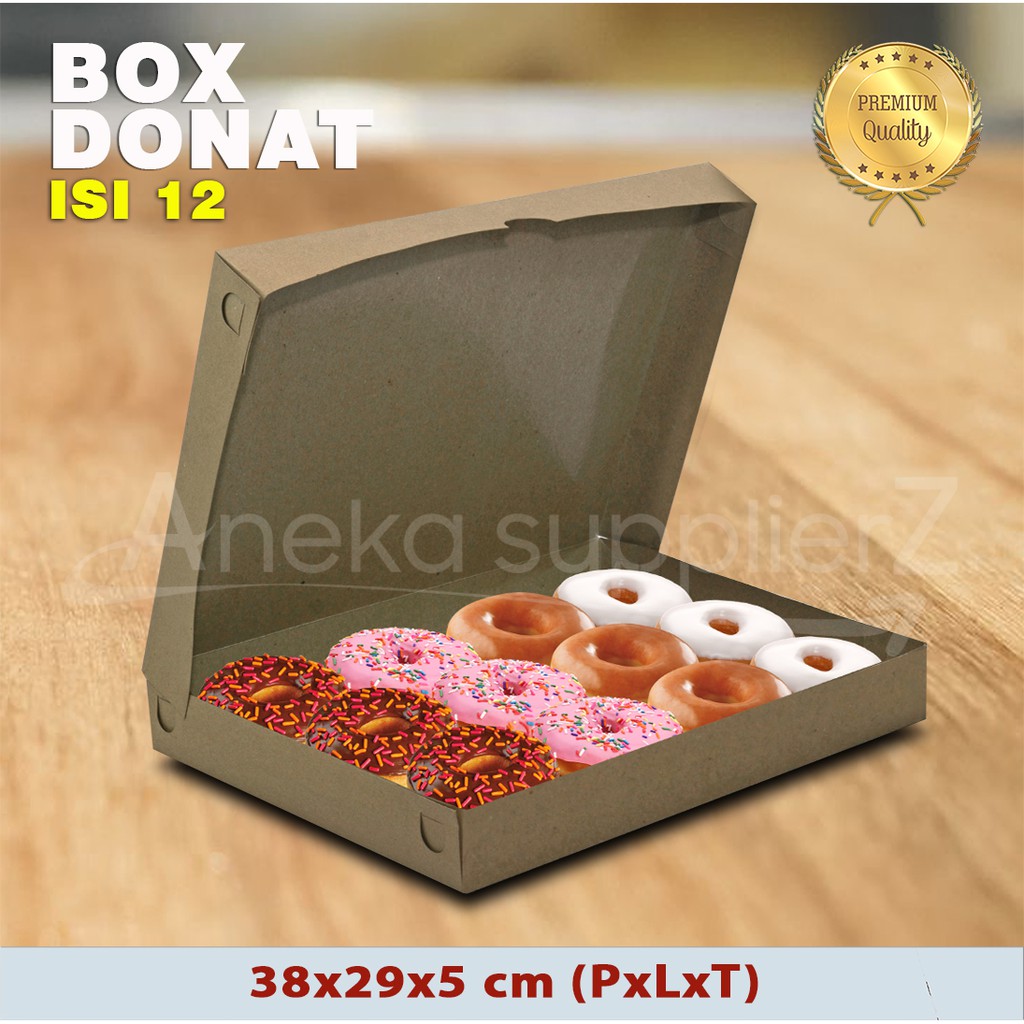 Jual Kotak Box Donat KRAFT COKLAT isi 12 -( 10 Pcs ) | Shopee Indonesia