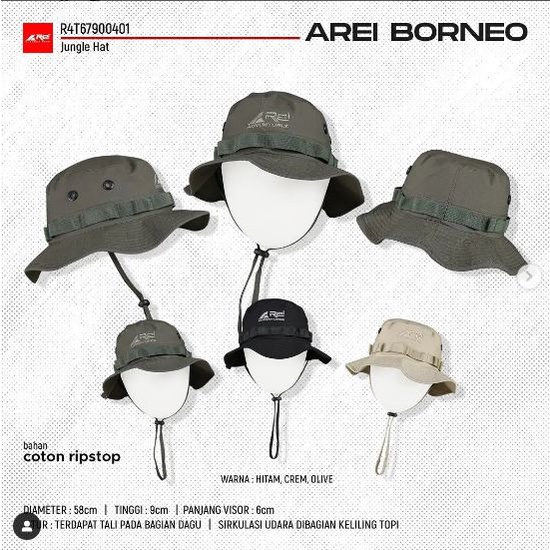 Jual TOPI RIMBA REI BORNEO OIGINAL / JUNGLE HAT AREI BORNEO | Shopee ...