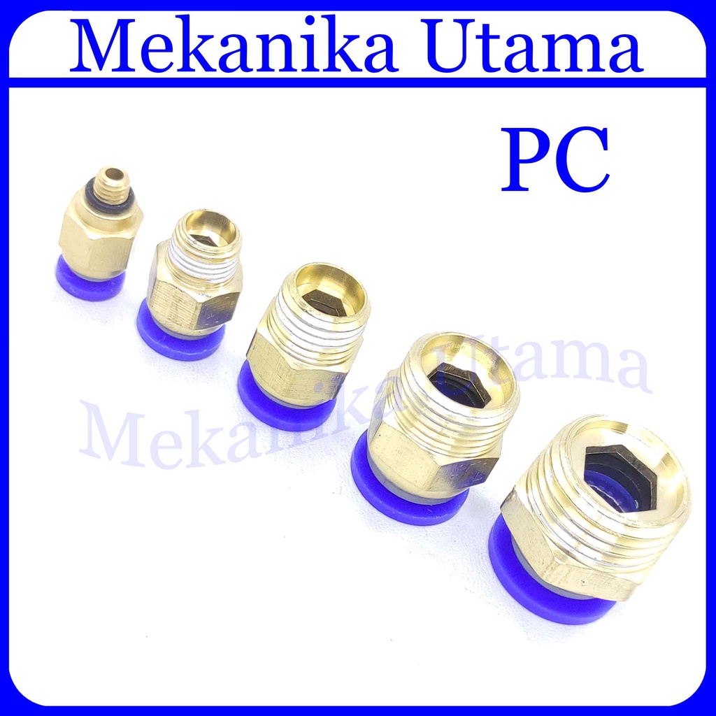 Jual PC16-04 (Selang 16mm Drat 1/2") Male Connector Push in Pneumatic ...