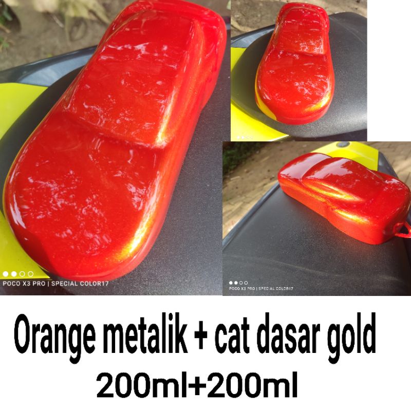 Jual CAT ORANGE METALIK 200ML+ 200ML Cat DASAR GOLD BY SCP | Shopee ...