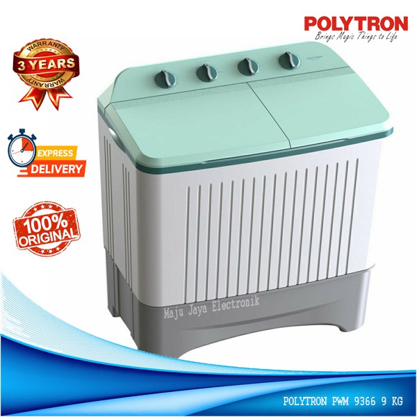 Jual Mesin Cuci 2 Tabung Polytron PWM 9366 Low watt Cuci dan Kering 9 ...
