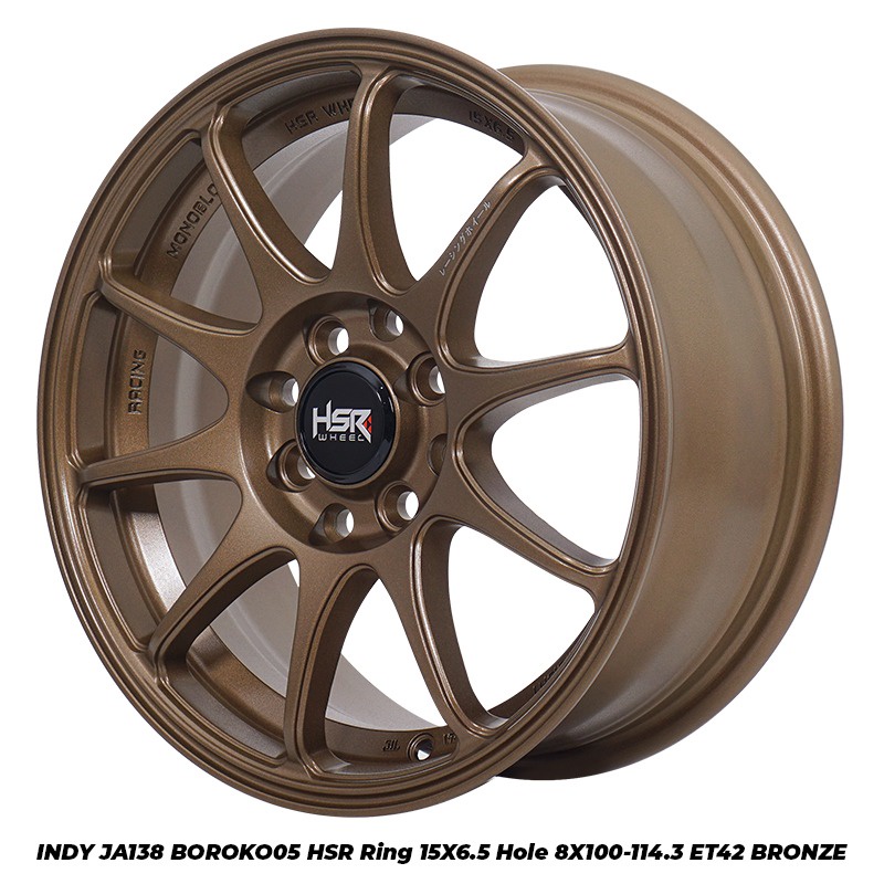 Jual velg racing hsr INDY BOROKO Ring 15X6,5 Hole 4X100 4x114,3 ET42 BRONZE buat mobil brio ...