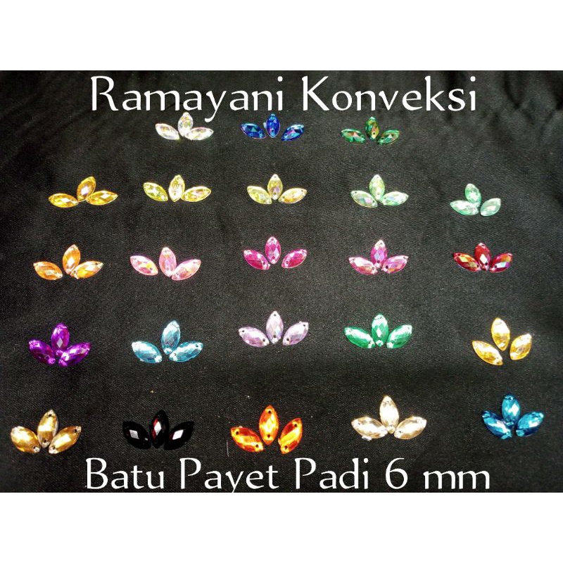 Jual Aksesoris Kebaya Batu Payet Padi Pelangi ukuran 6 mm x 12 mm ...