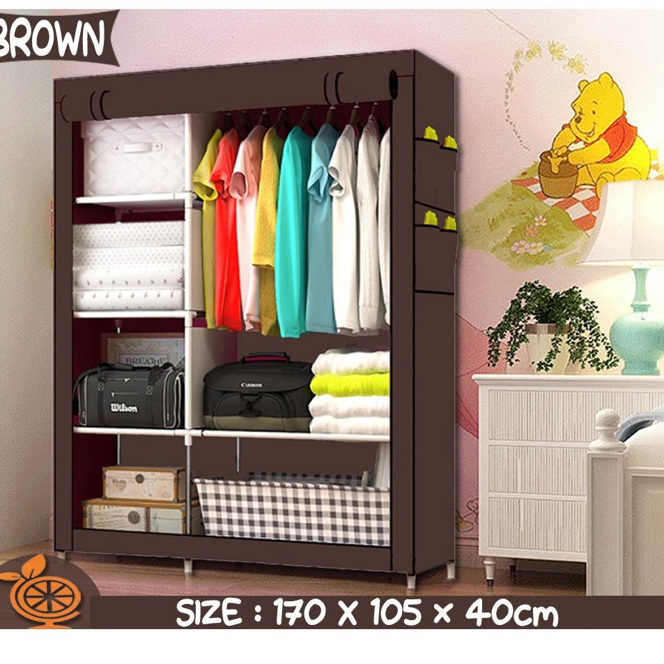 Jual Lemari Kain Portable Mudah Di Rakit Pintu Di gulung ke atas Lemari ...