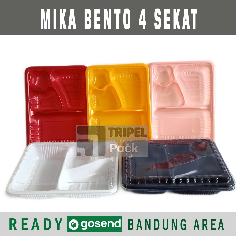 Jual Box Bento Mika Bento 4 Sekat Plus Tutup Mika isi 25pcs Food Grade ...