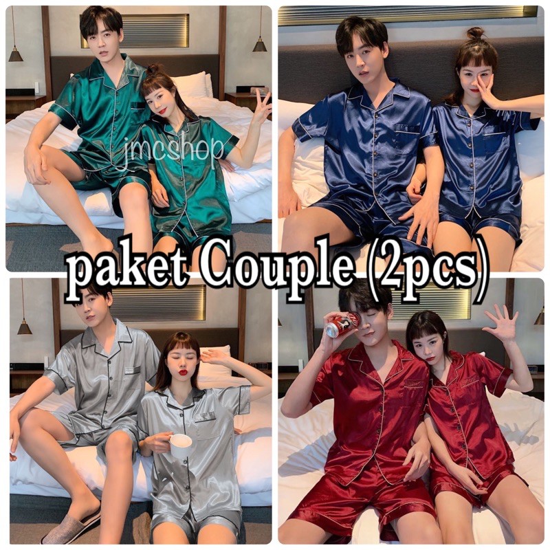 Jual Paket piyama couple suami istri pendek satin exclusive | Shopee ...