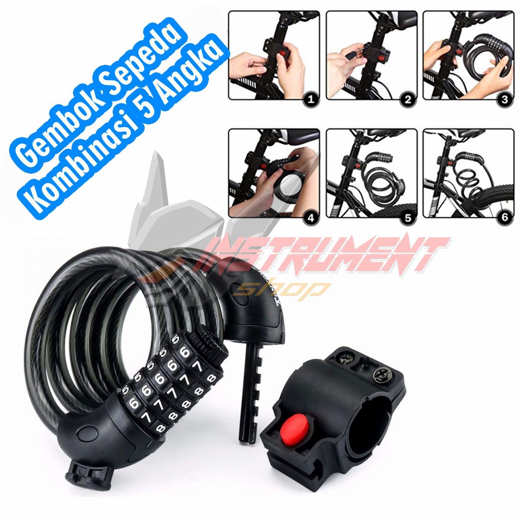 Jual Gembok Sepeda Rantai Pengaman Bike Lock Kunci Kombinasi 5 Angka ...