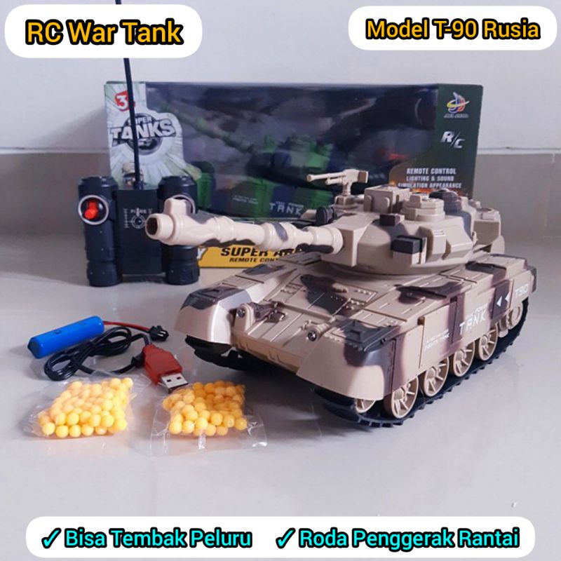 Jual Mobil Remote Control RC Tank Battle Tembak Peluru Lampu Suara Tembakan Baterai Cas - Mainan ...