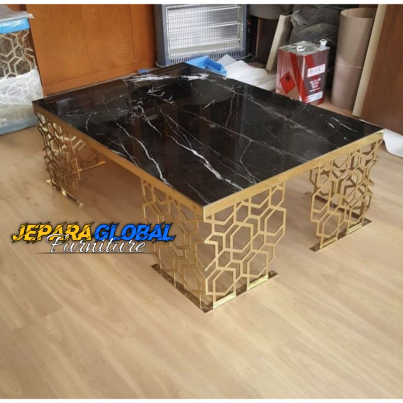 Jual Meja tamu stainless gold Cnc lebah persegi (meja tamu marmer,meja ...
