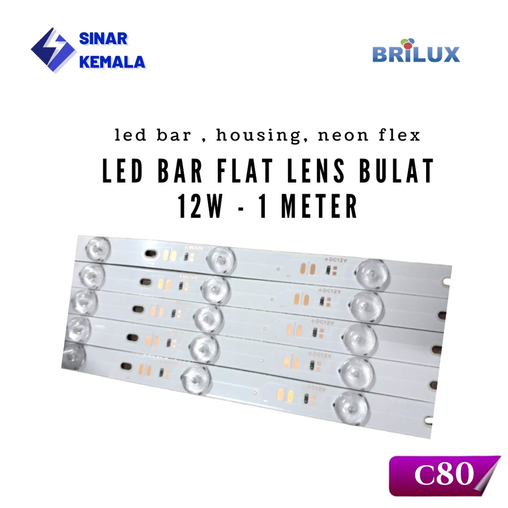 Jual BRILUX LED Bar Lensa Bulat 2835 Mata Kancing 12V DC 12W White 1 ...