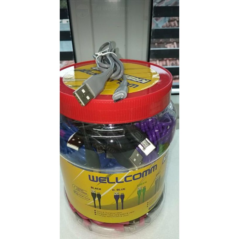 Jual kabel data wellcomm micro USB panjang 1meter | Shopee Indonesia