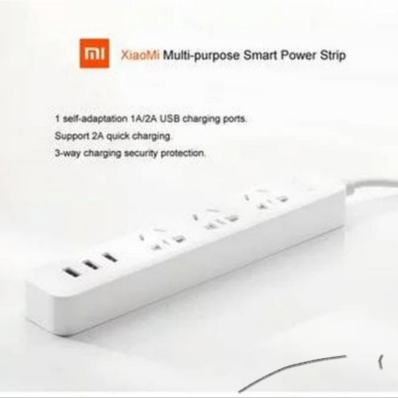 Jual Xiaomi Mi Terminal kabel 3 plug + 3 usb port 2A / Colokan listrik ...