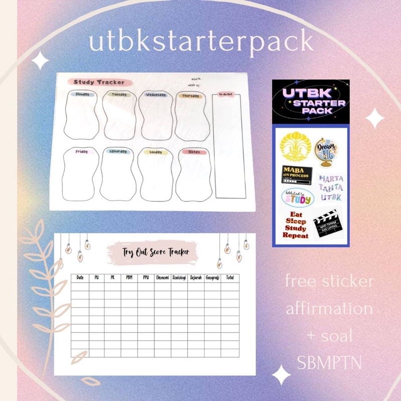 Jual utbk starter pack / study tracker acrylic planner sbmptn | Shopee Indonesia