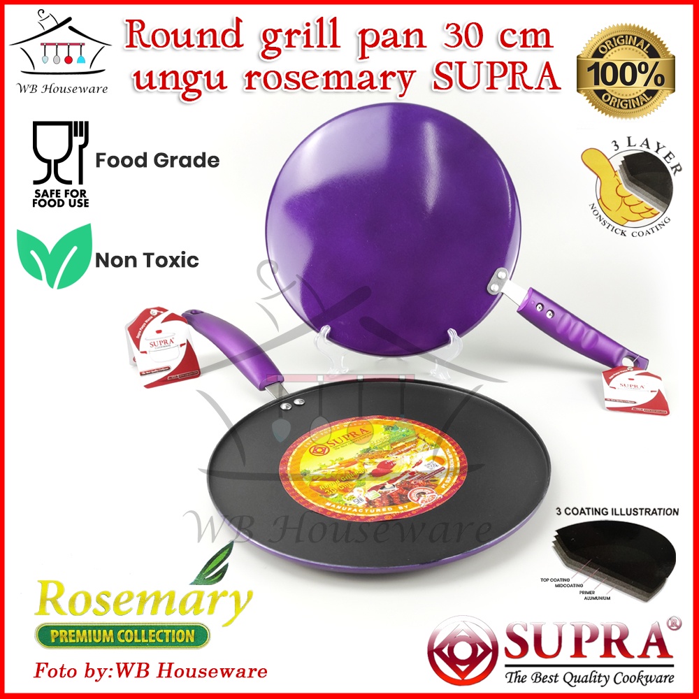 Jual Wajan Teflon / Wajan Ceper / Wajan Gagang / SUPRA ROUND GRILL PAN ...