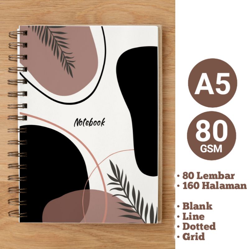 Jual Buku Notebook Spiral A5 Line/Dotted/Grid/Blank 80 Lembar | Shopee ...