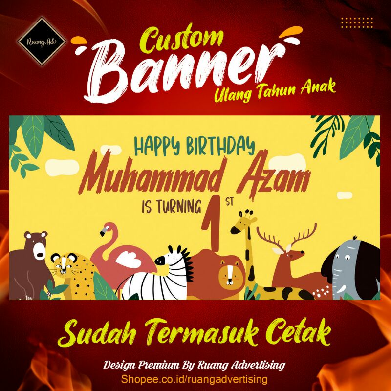 Jual Kebun Binatang / Zoo / Banner Ulang Tahun Anak Custom Backdrop ...