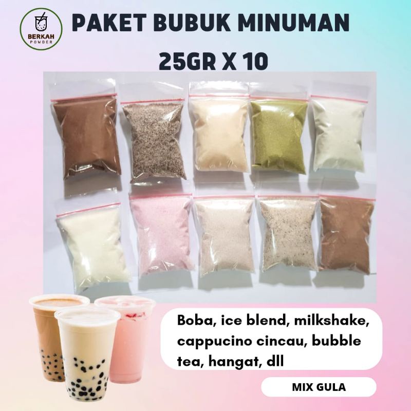Jual PAKET bubuk minuman 25 gr x 10 Aneka Rasa Boba Bubble drink Bubble ...
