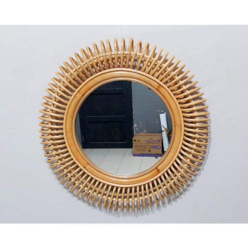 Jual cermin rotan matahari,cermin rotan,hiasan dinding | Shopee Indonesia