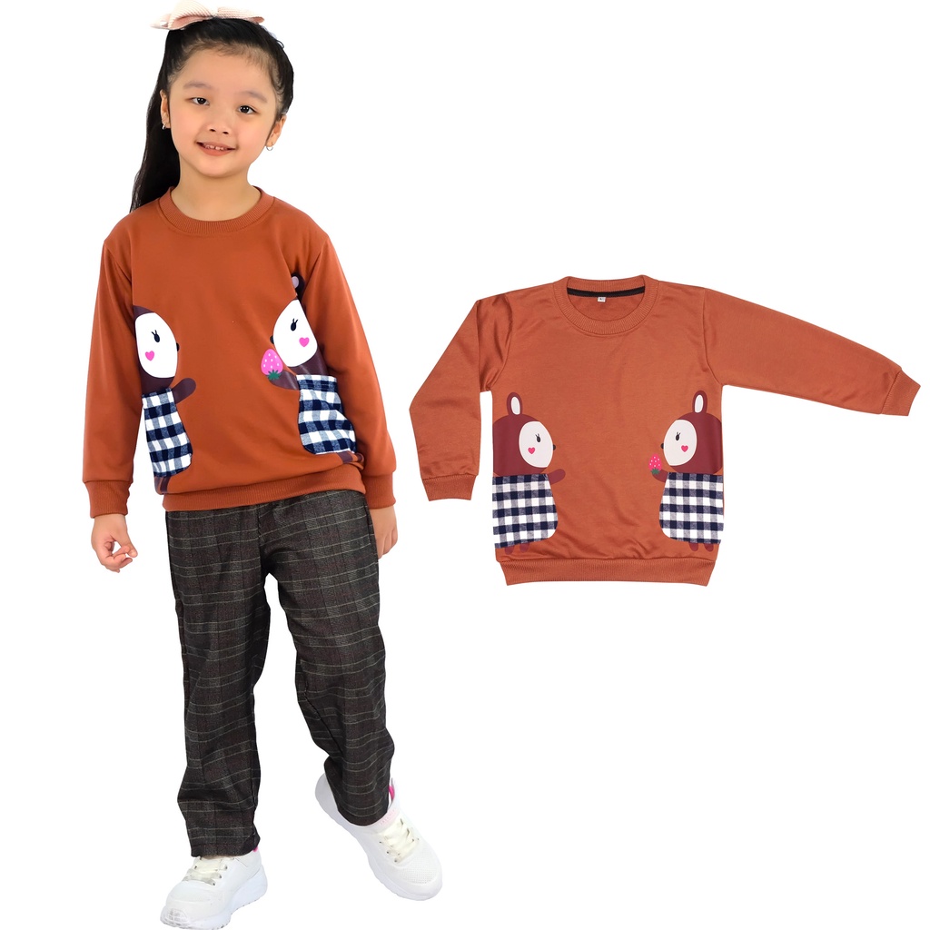 Jual Baju Sweater Anak Perempuan Dengan Kantong Flanel Kotak Model ...