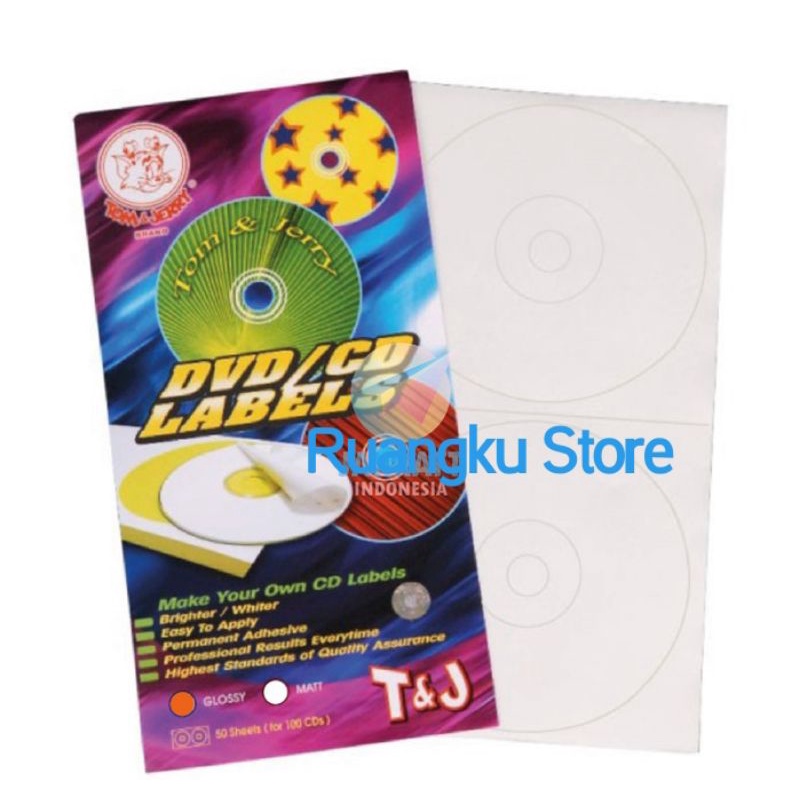 Jual Label Stiker Sticker CD DVD Chromo Glossy TOM & JERRY 100 Lembar ...