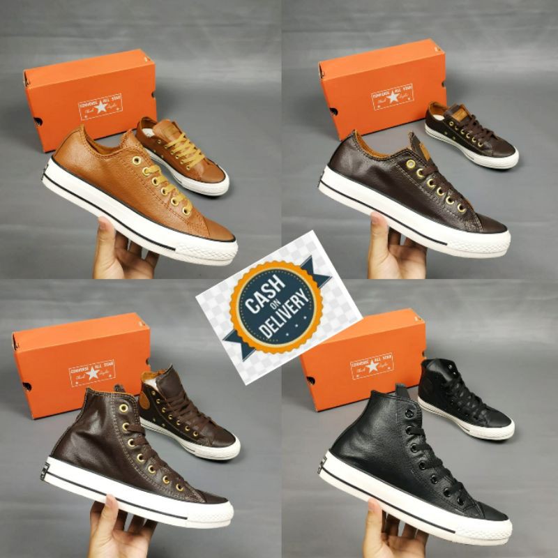 Jual Sepatu Converse Kulit Pria Wanita Tinggi & Pendek. Premium Grade ...