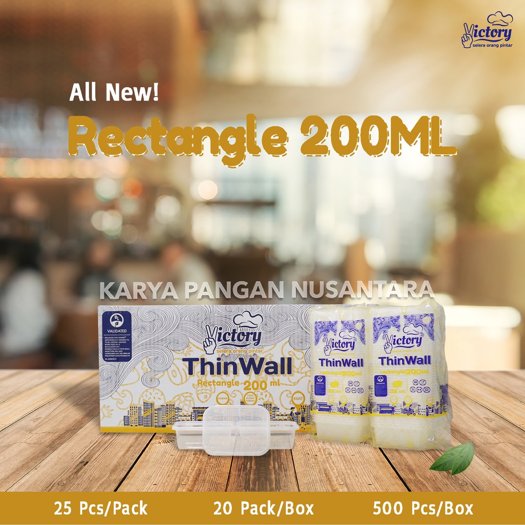 Jual Thinwall Victory Rectangle 200ml Kotak Makan Thin Wall Rectangle