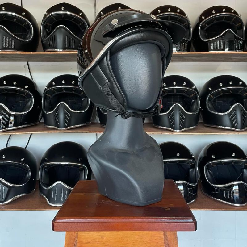 Jual Helm Custom Chips Vintage Black Glossy / Helm Warkop DKI / Helm ...