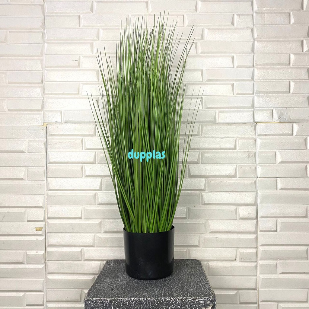 Jual Tanaman Artificial Daun Rumput Ilalang T70 Latex Pot Dasar Hitam ...