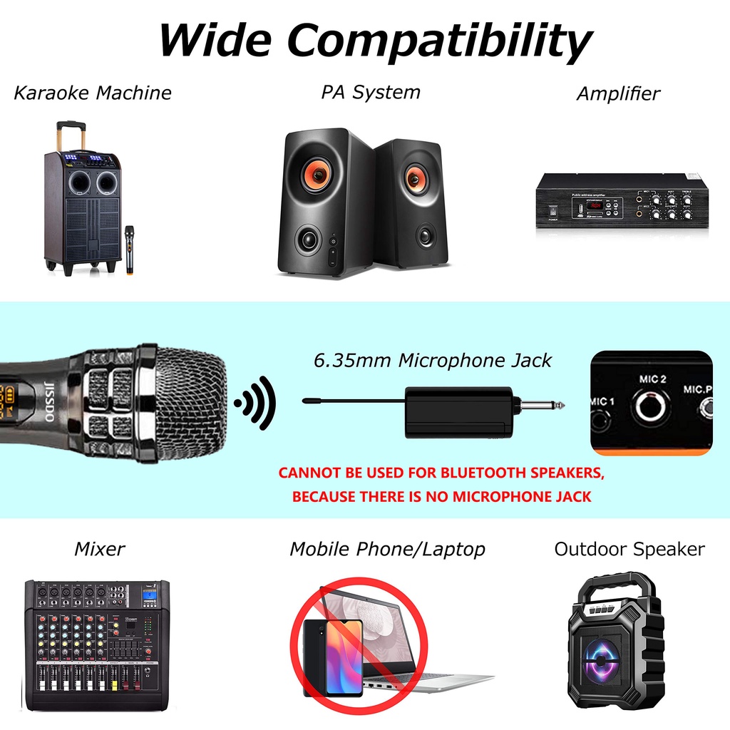 Jual Wireless Microphones,Dual Handheld Mic With Receiver,Chargeable ...