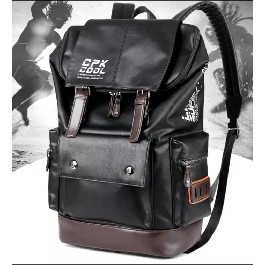 Jual Tas Ransel Pria Kulit Backpack Tas Sekolah Tas Kuliah Tas Punggung IMPORT TR106 Tas Ransel ...