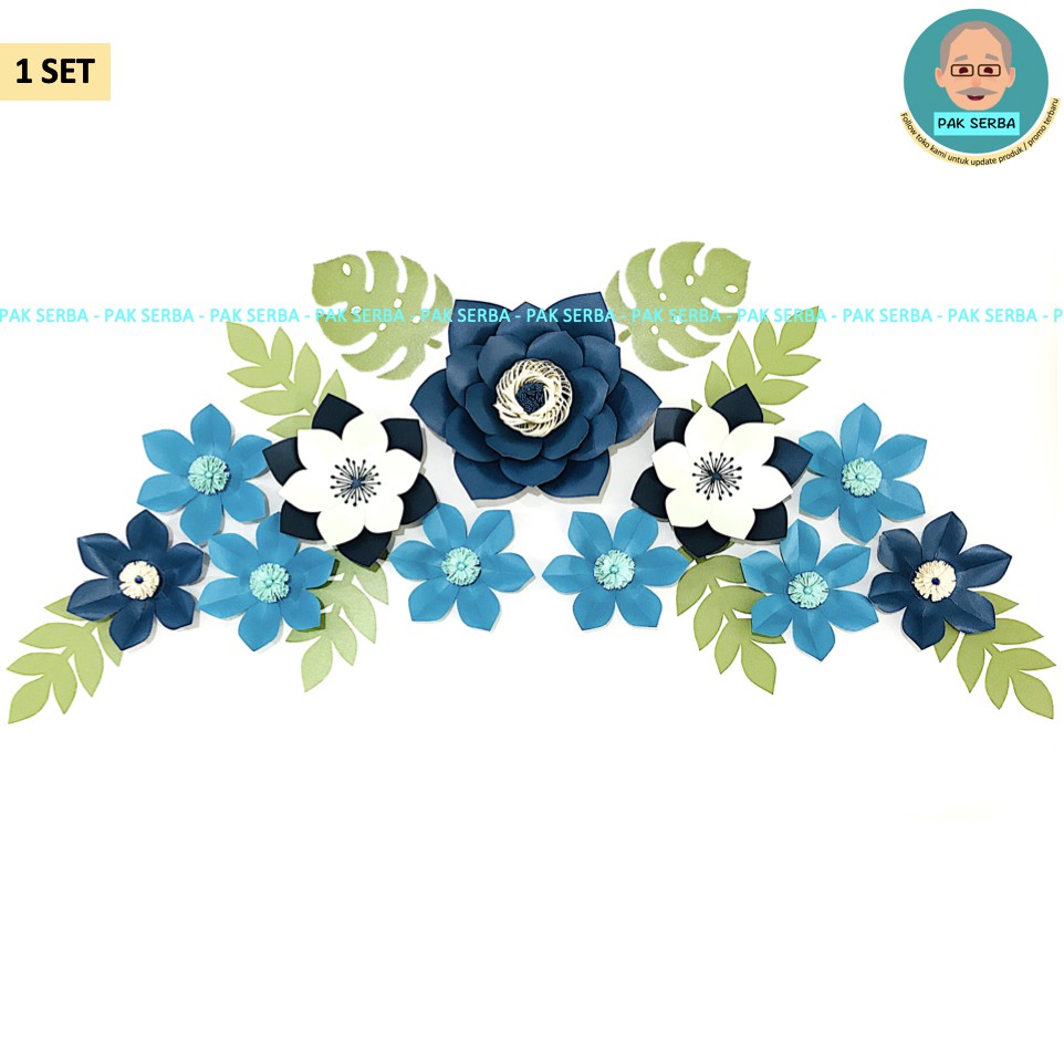 Jual Bunga Kertas Dekorasi / Paper Flower Backdrop Photobooth (Biru ...