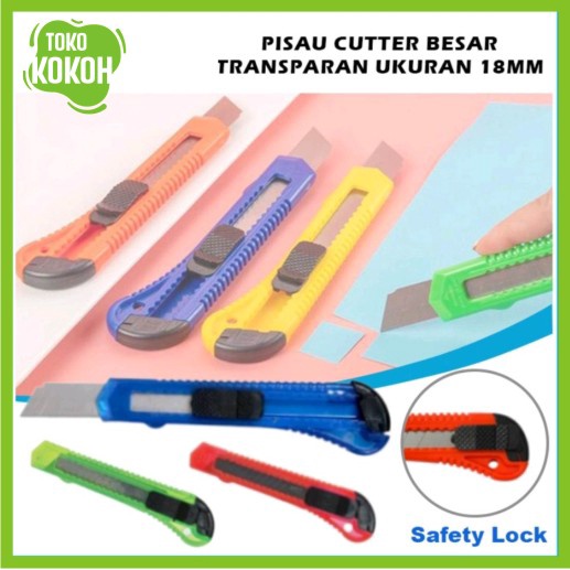 Jual Pisau Cutter Ukuran Besar 18mm / Transparan Warna Warni Cuter ...