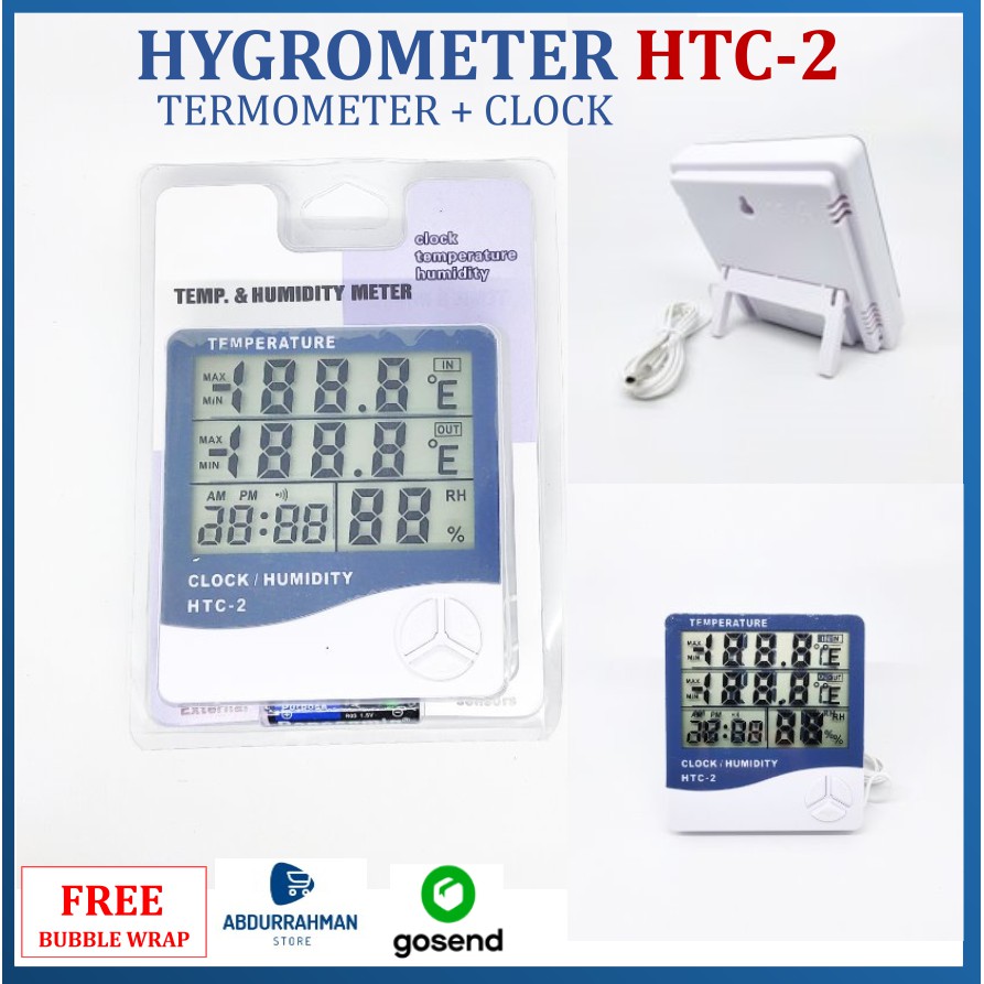Jual In/Out Thermometer Hygrometer Clock Higrometer Termometer InDoor ...