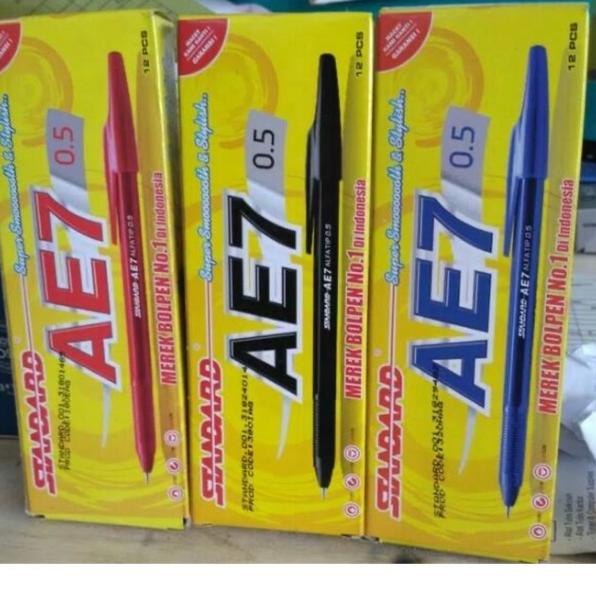 Jual csU0g0F-- Pulpen Standard Ae7 hitam / merah / biru | Shopee Indonesia