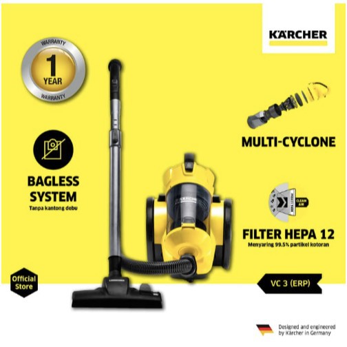 Jual Karcher - VC 3 (ERP) 700 Watt Vacuum Cleaner Dry | Shopee Indonesia