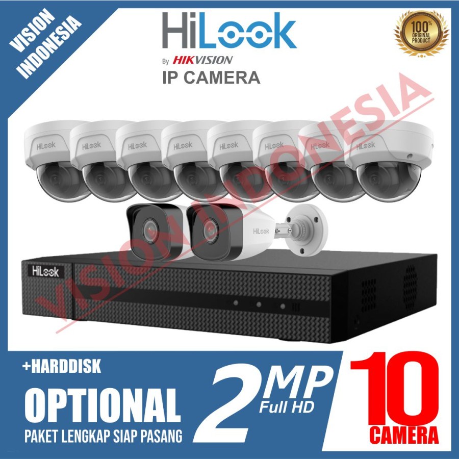 Jual PAKET IP CAMERA HILOOK 1080P / 10 CHANNEL - FULL SET SIAP PASANG ...