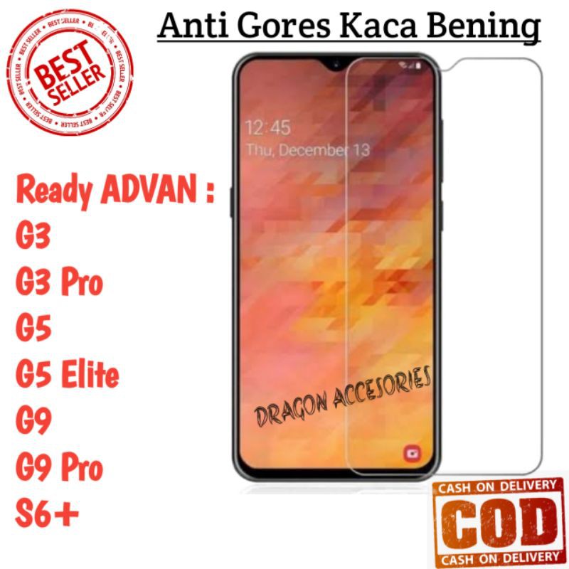 Jual Tempered Glass Advan G3 G9 Pro G5 Elite S6+ Anti Gores Kaca Bening Screen Protector ...